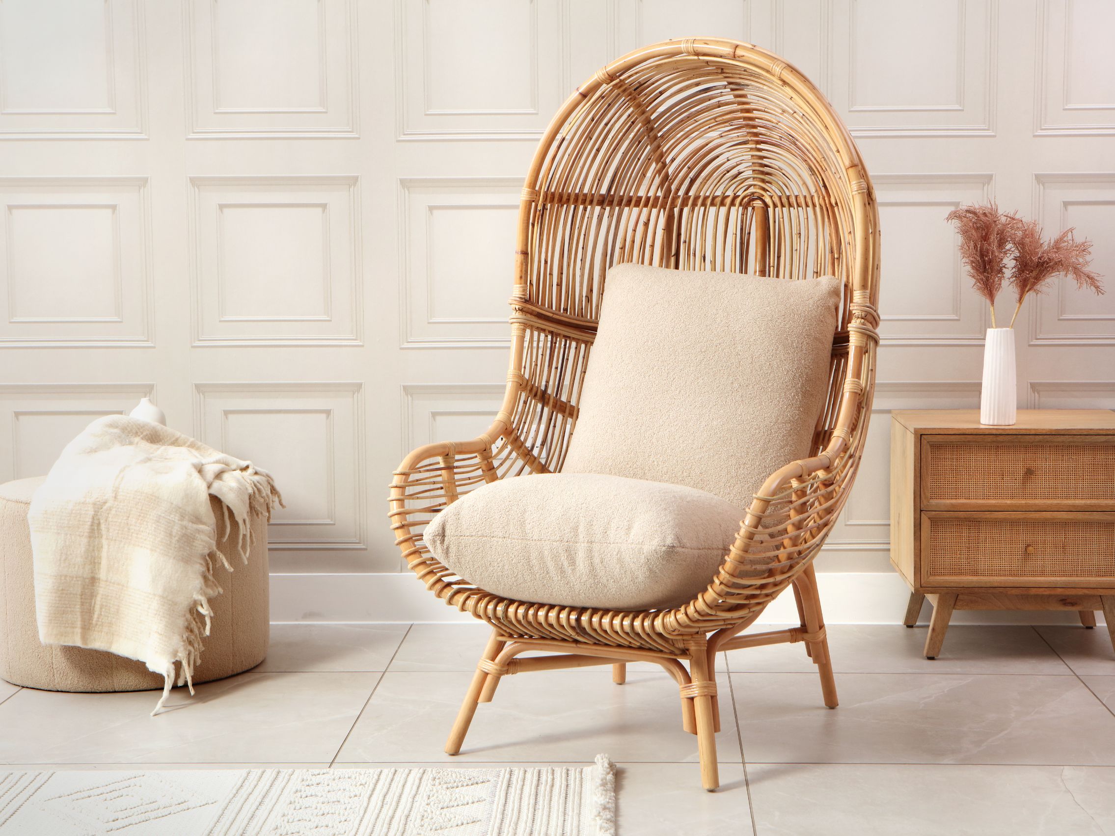 Boucle Loft Rattan Chair Desser Furniture UK