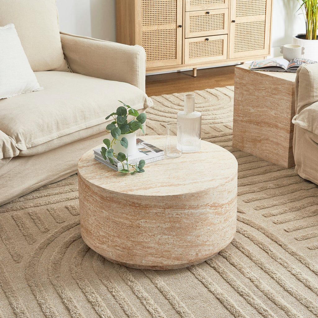Pisa Round Travertine Coffee Table – Desser
